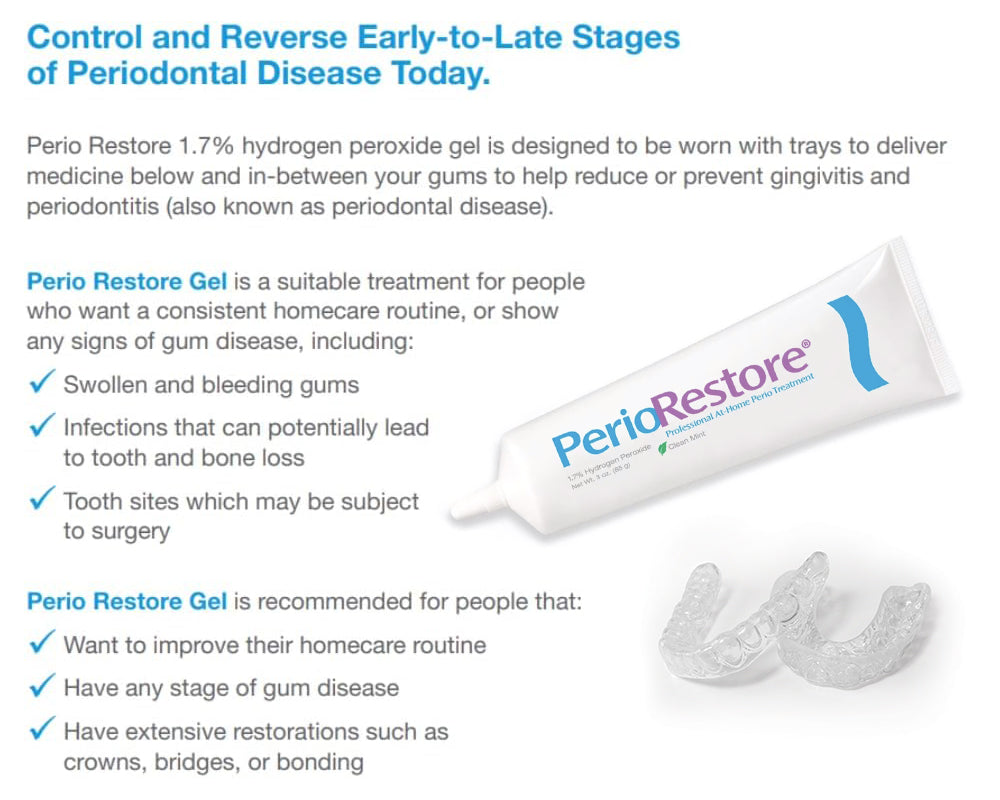 Perio Restore Gel 3 Ounce Tube; 1.7% Hydrogen Peroxide Oral Cleansing ...